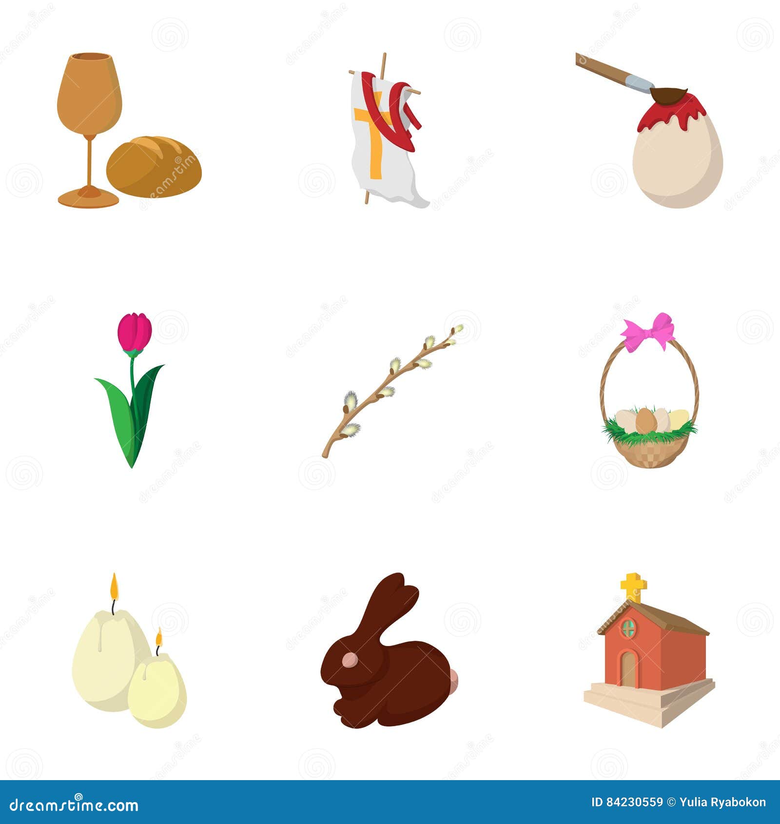 Resurrection of Christ Icons Set, Cartoon Style Stock Vector ...