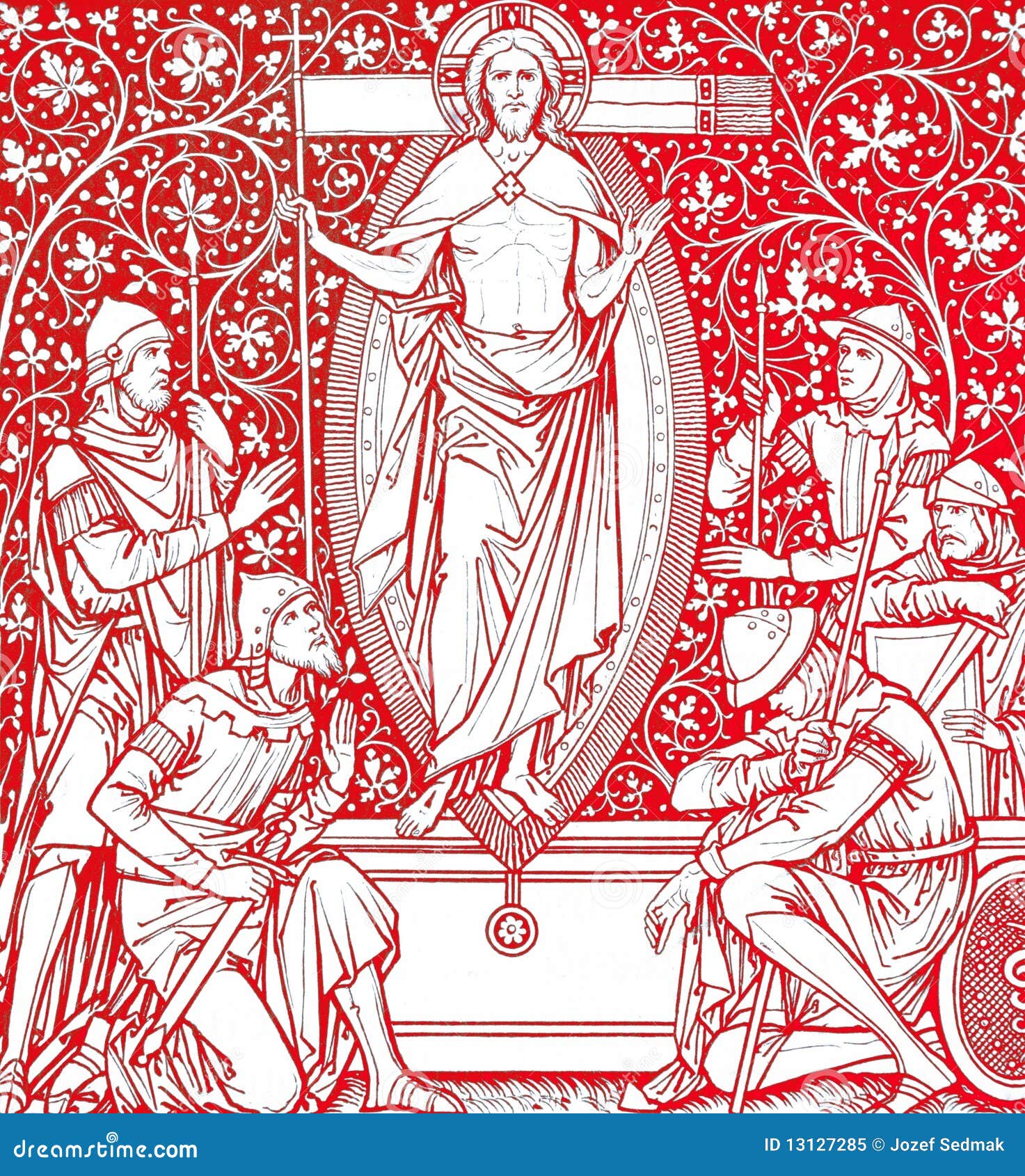 Resurrection of Christ in Red Stock Illustration - Illustration of ...