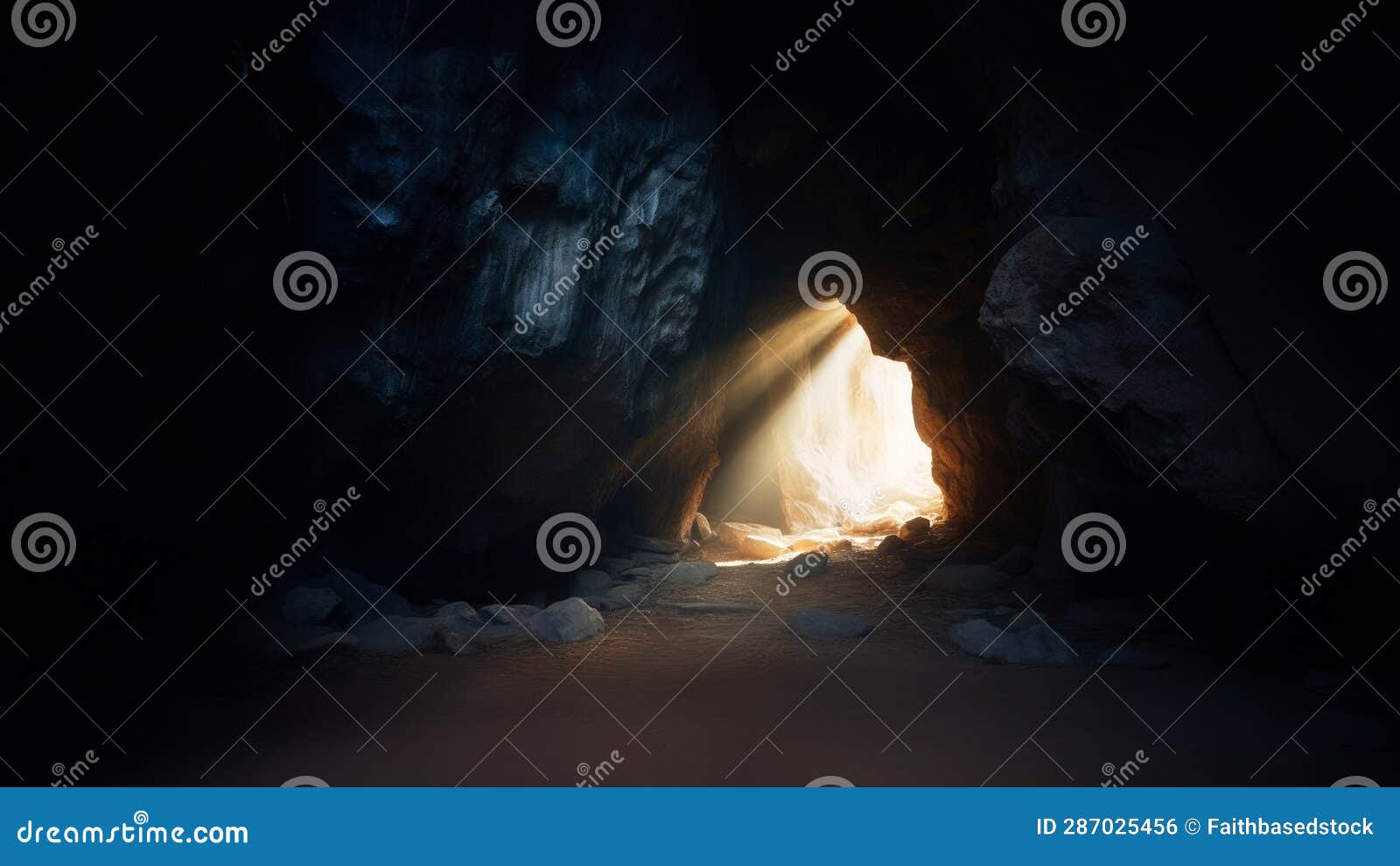 Resurrection. Inside of a Cave with Light and Shadow on the Ground ...