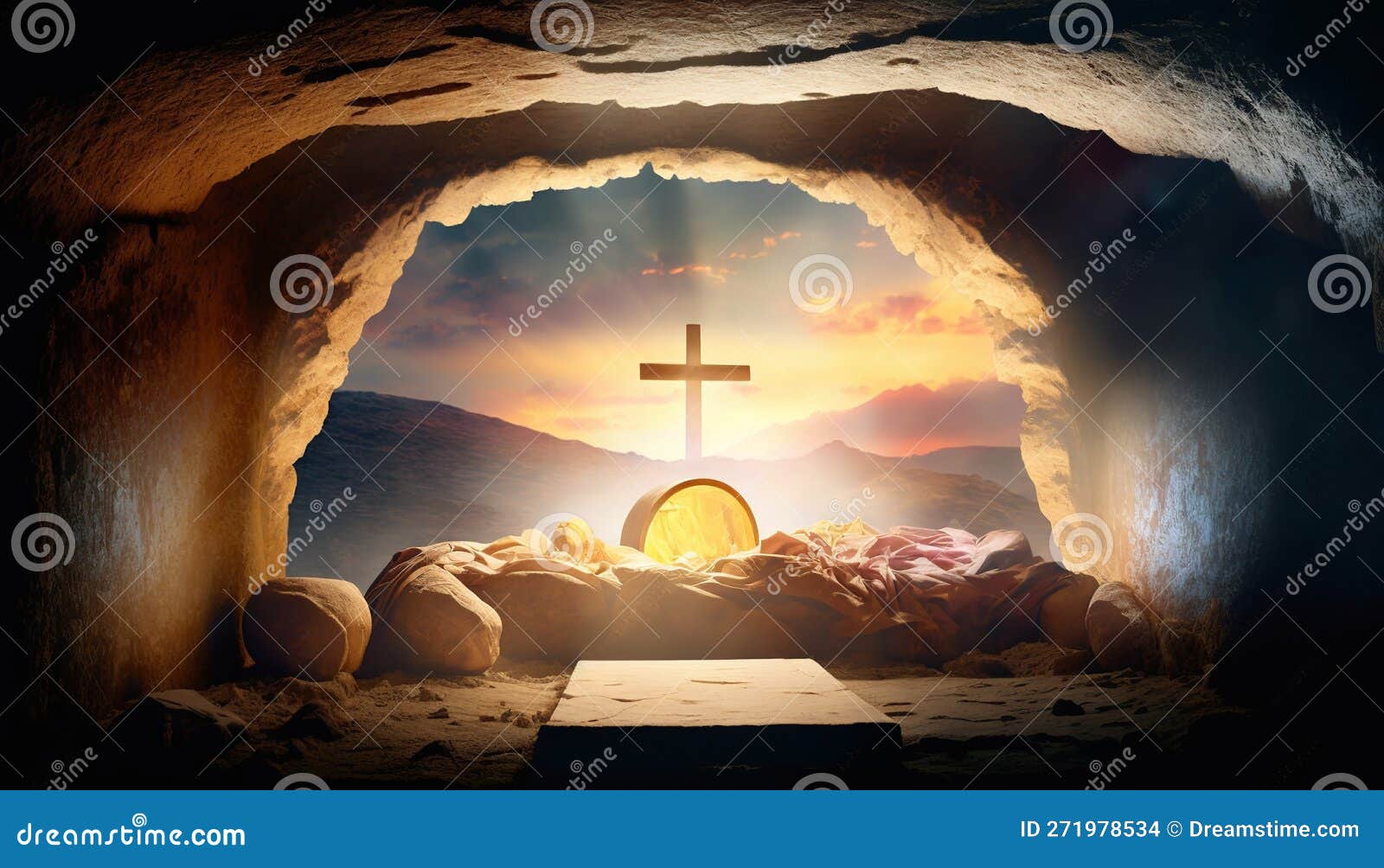 Resurrection Of Jesus Christ Easter Background. Royalty-Free Stock ...