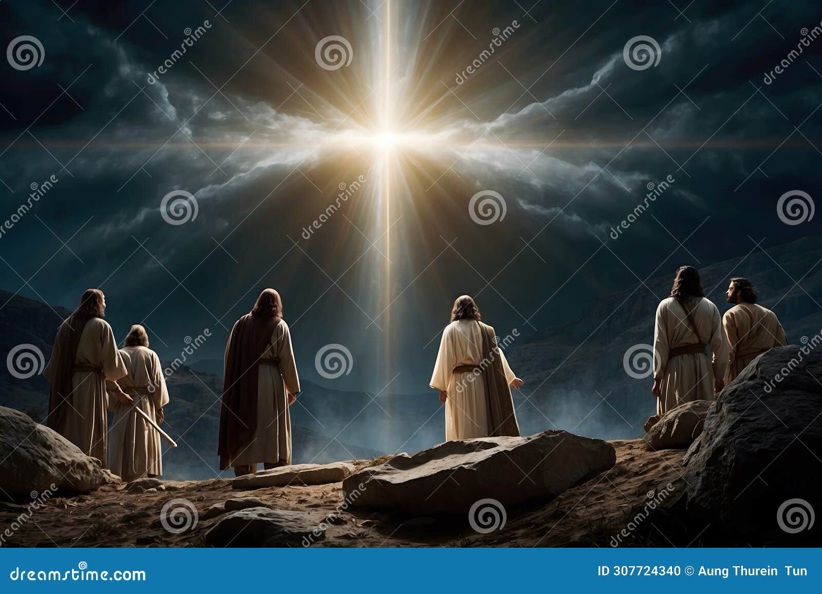 Resurrection of Jesus Christ and Rises Back To Heaven Stock Photo ...