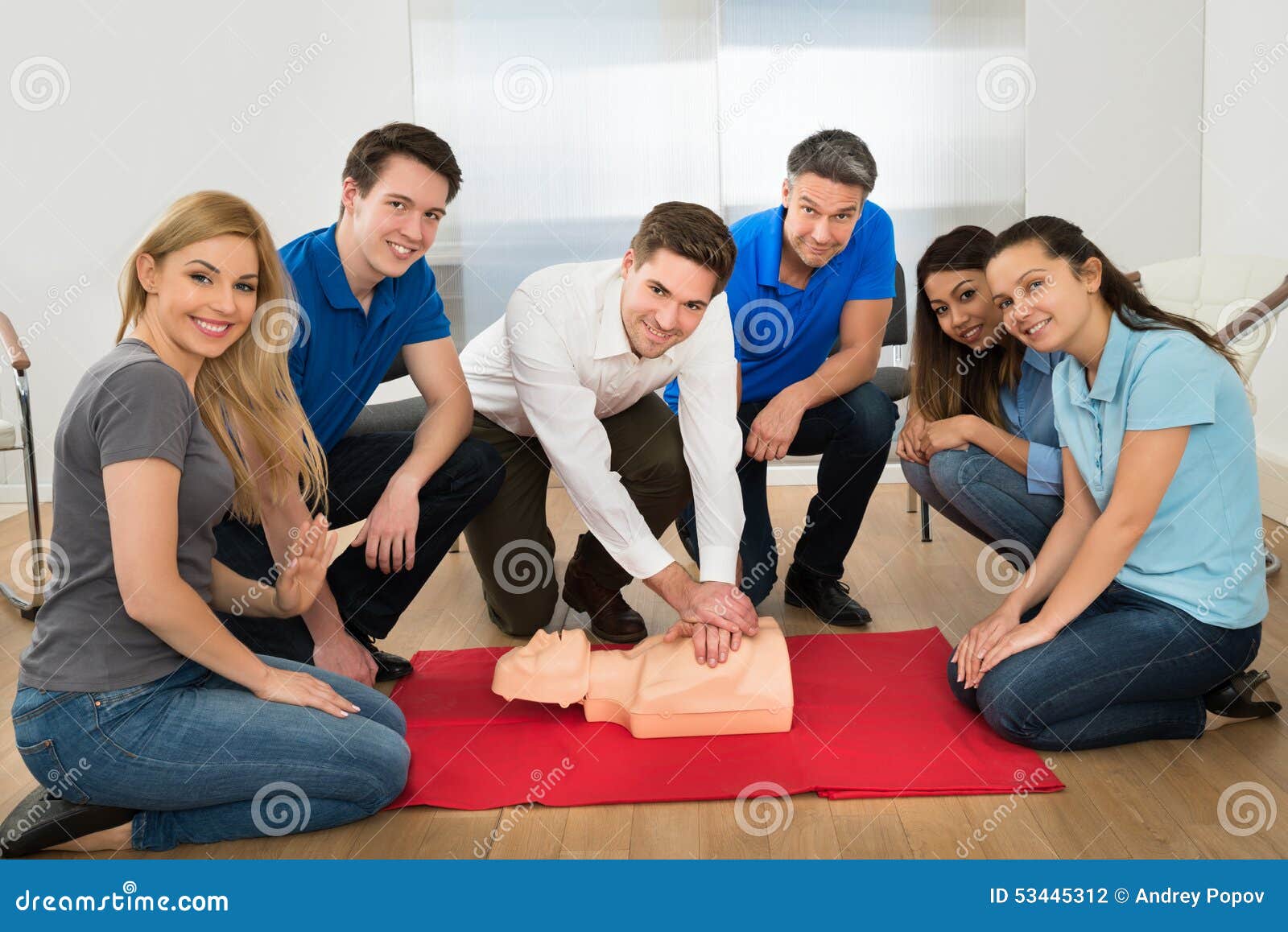 Resuscitation Training Using First-aid Dummy Stock Photo - Image of ...