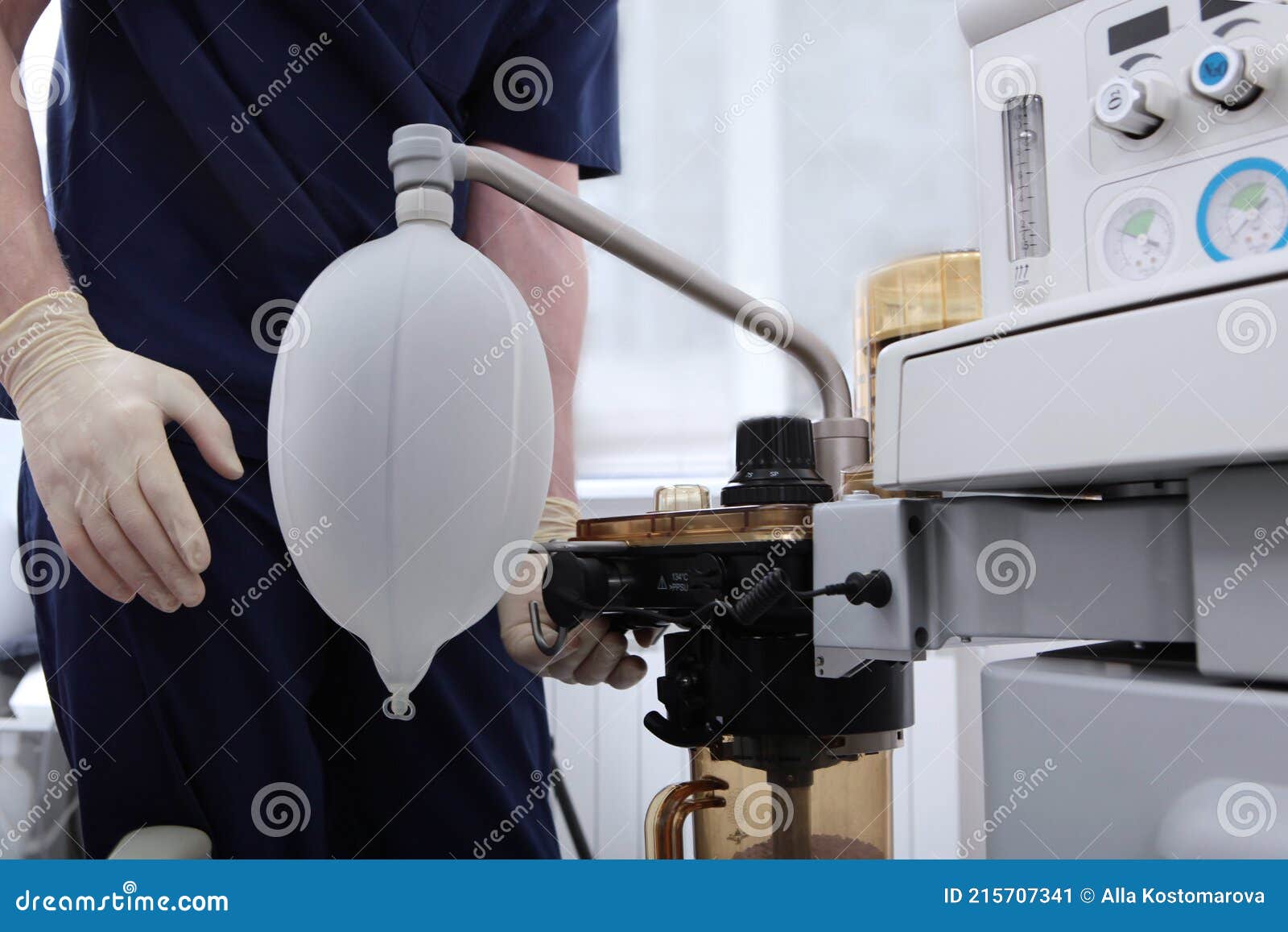 The Resuscitator Checks and Connects the Device for Artificial ...