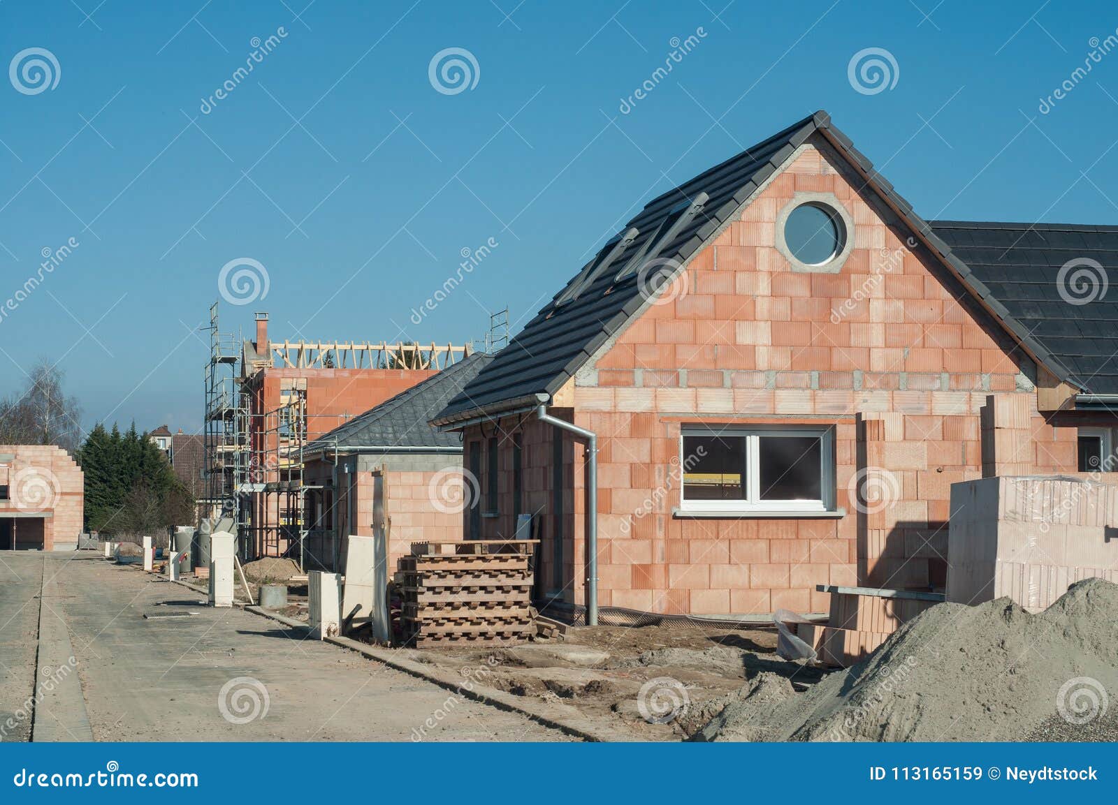 Brick House Under Construction Stock Image - Image of estate, property ...