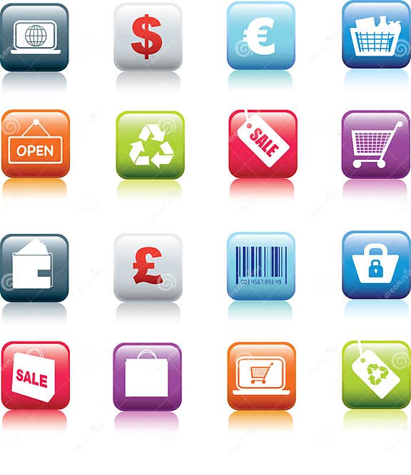 Retail button icon set stock vector. Illustration of money - 14206575