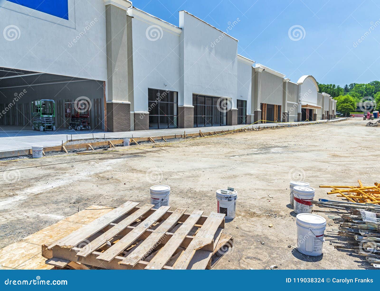 Retail Construction Site stock photo. Image of pallet - 119038324