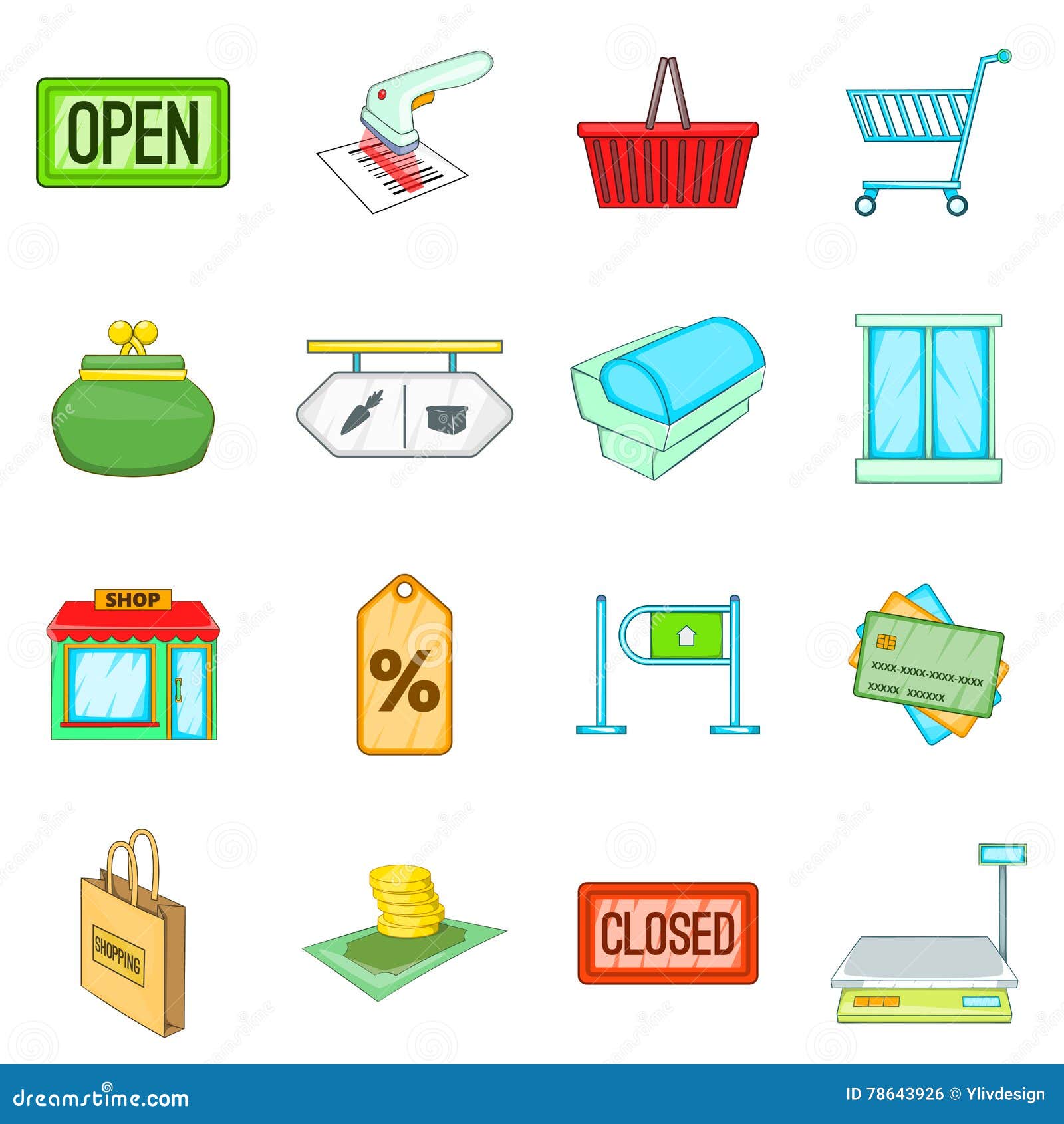 Retail Icons Set, Cartoon Style Stock Vector - Illustration of discount ...