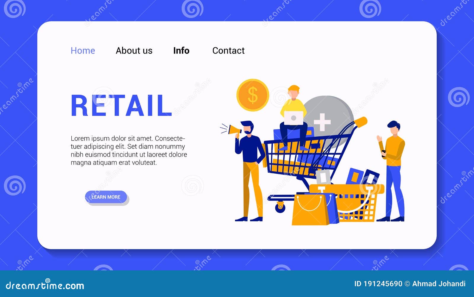 Retail Landing Page Template Graphic Design Illustration Stock Vector ...