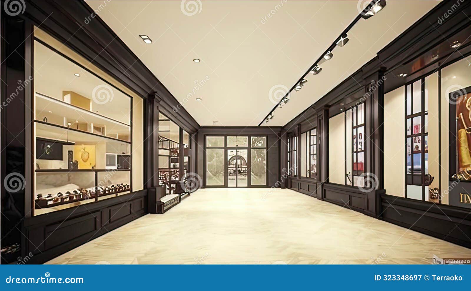 Retail Space with Shops on the Left and Right, Modern and Innovative ...