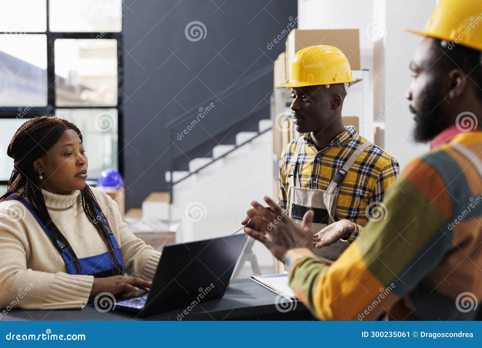Retail Storehouse Workers Explaining Supervisor Customer Orders ...