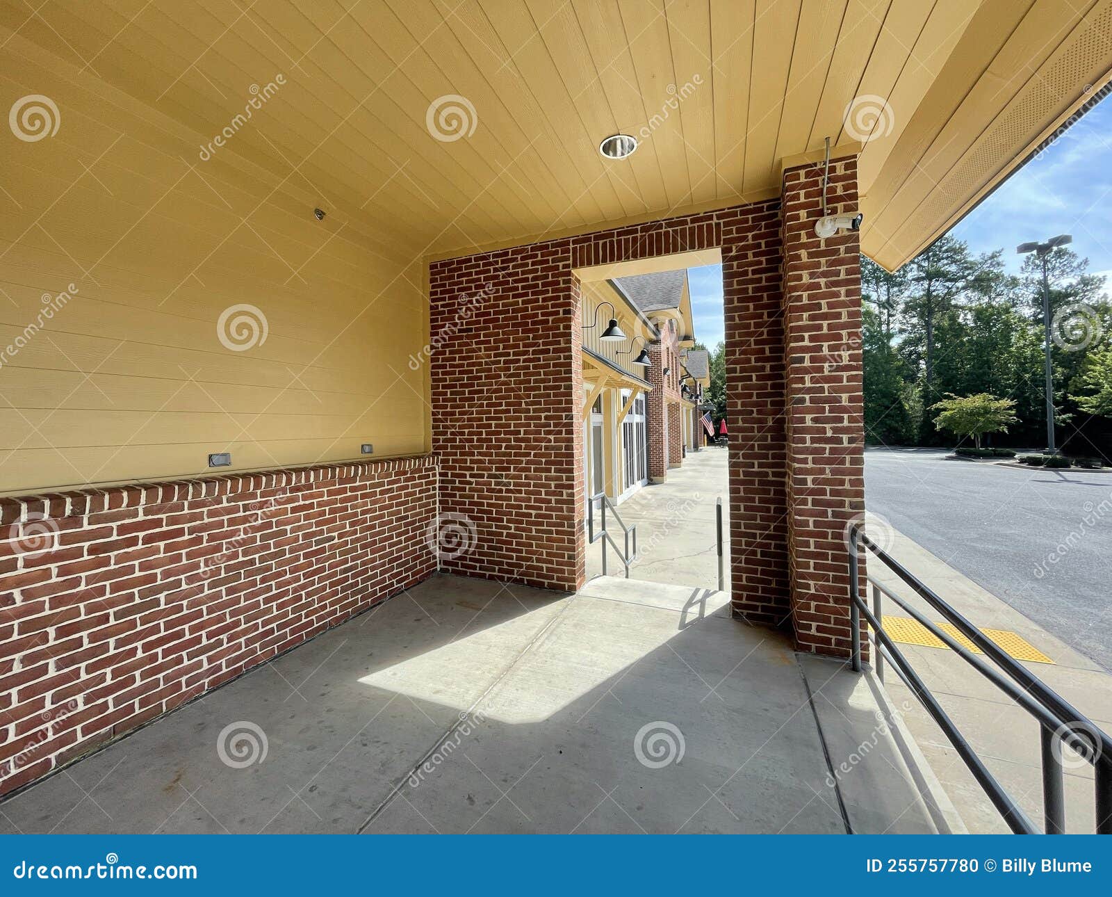 Retail Strip Mall Side Walk Stock Photo - Image of view, architecture ...
