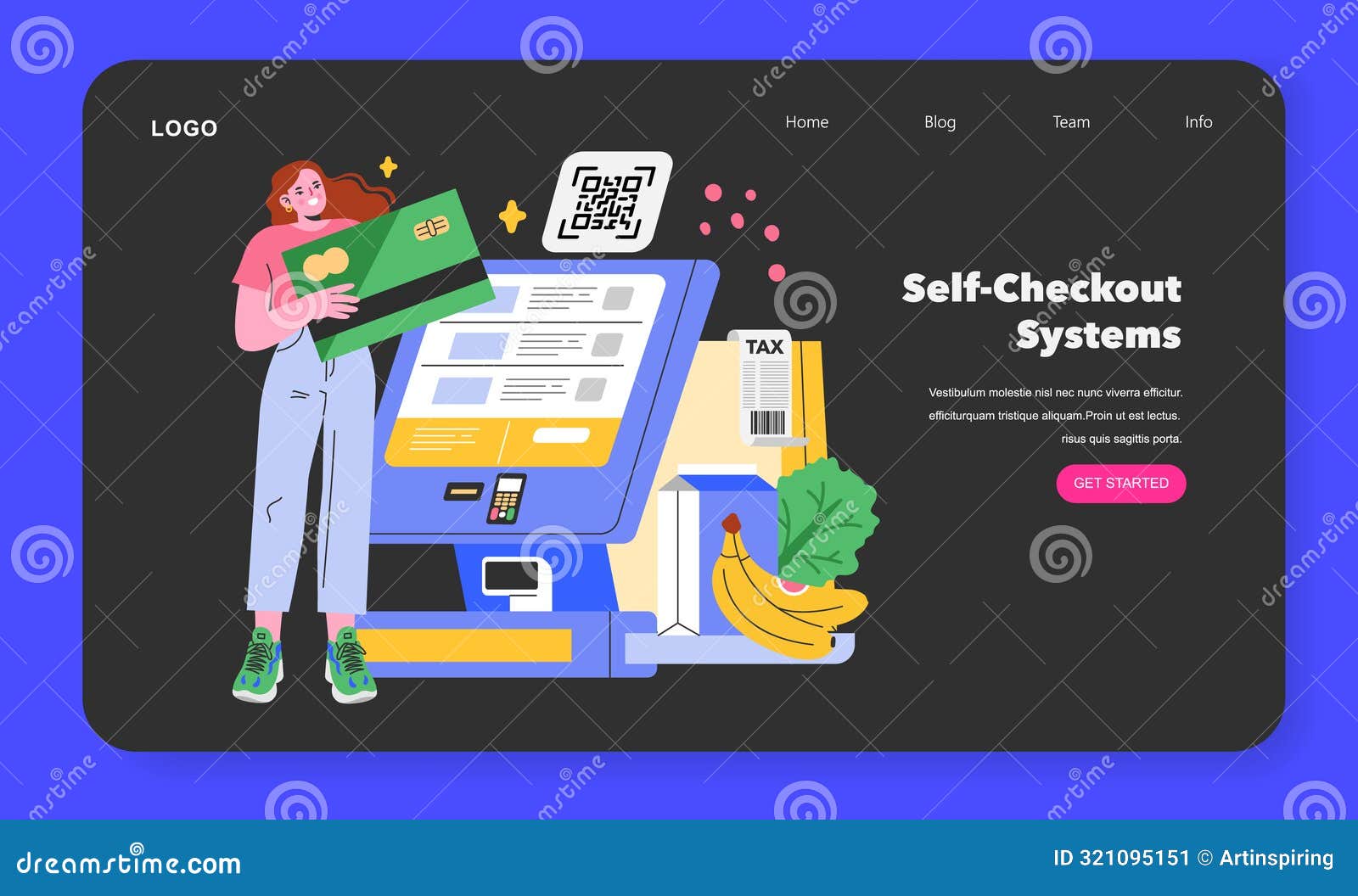 Retail Tech. Flat Vector Illustration Stock Vector - Illustration of ...