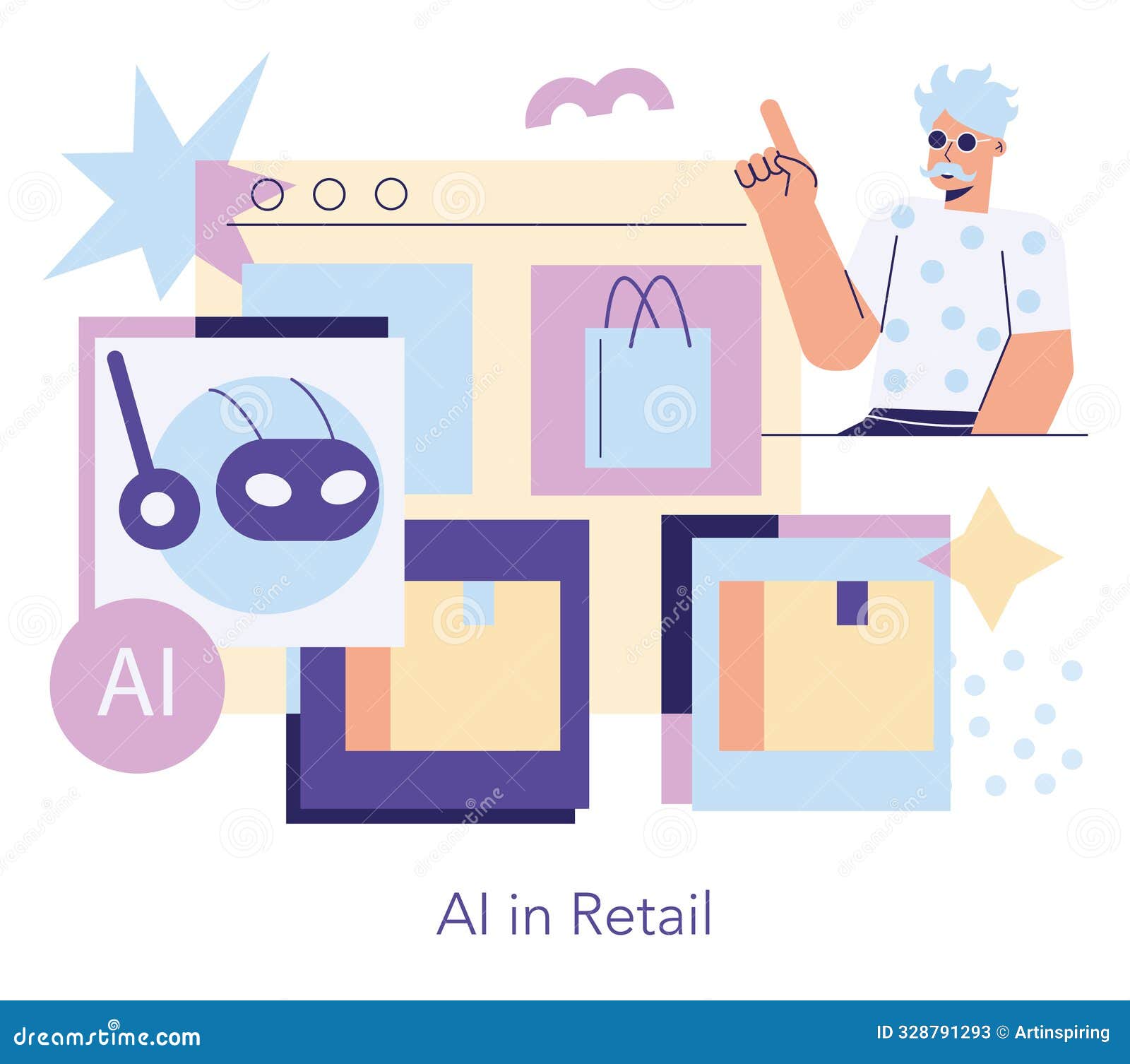 Retail Tech. Flat Vector Illustration Stock Illustration - Illustration ...