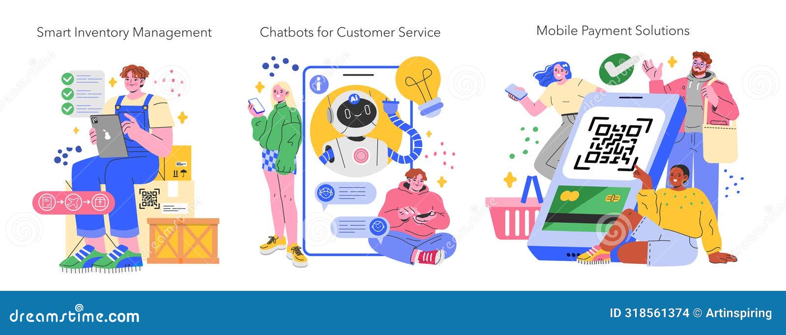 Retail Tech. Flat Vector Illustration Stock Vector - Illustration of ...