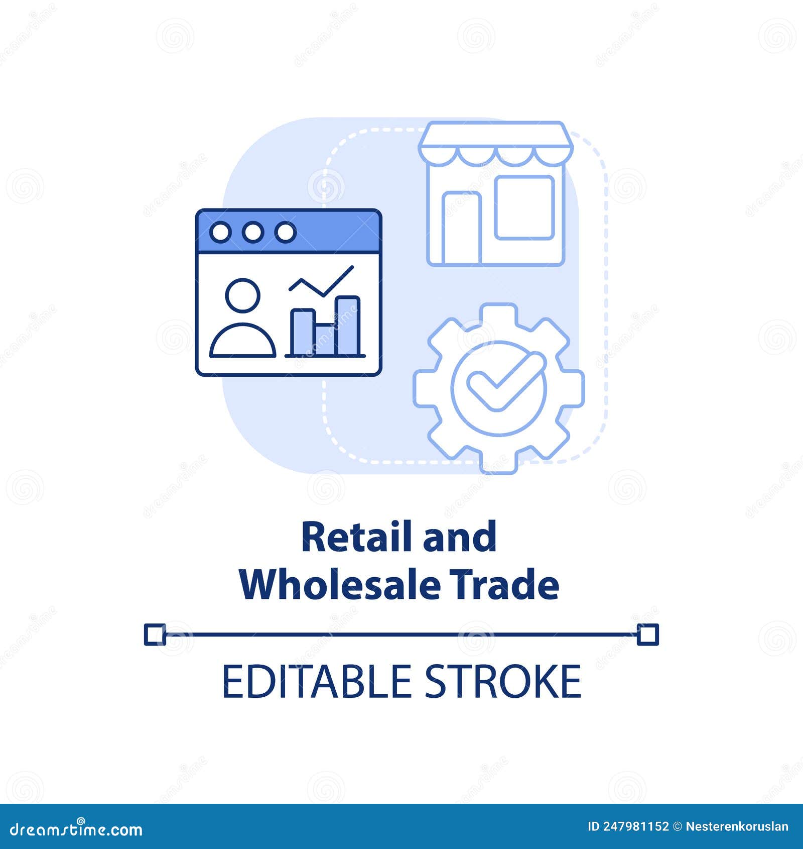 Retail And Wholesale Trade Light Blue Concept Icon Stock Vector