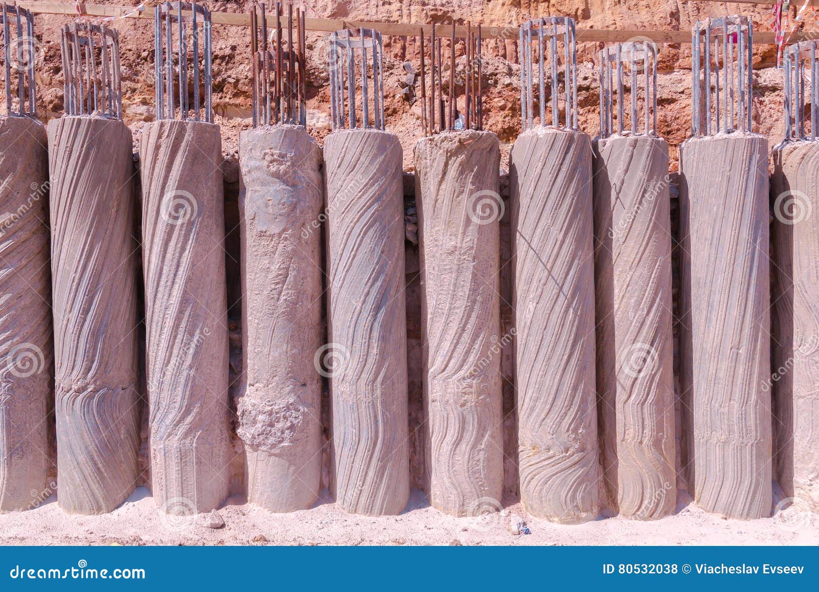 Retaining piles stock photo. Image of metal, soil, earth - 80532038