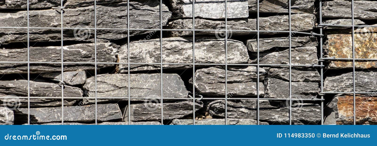 Retaining Wall Blocks with Mesh Wire Stone Basket Stock Photo - Image ...