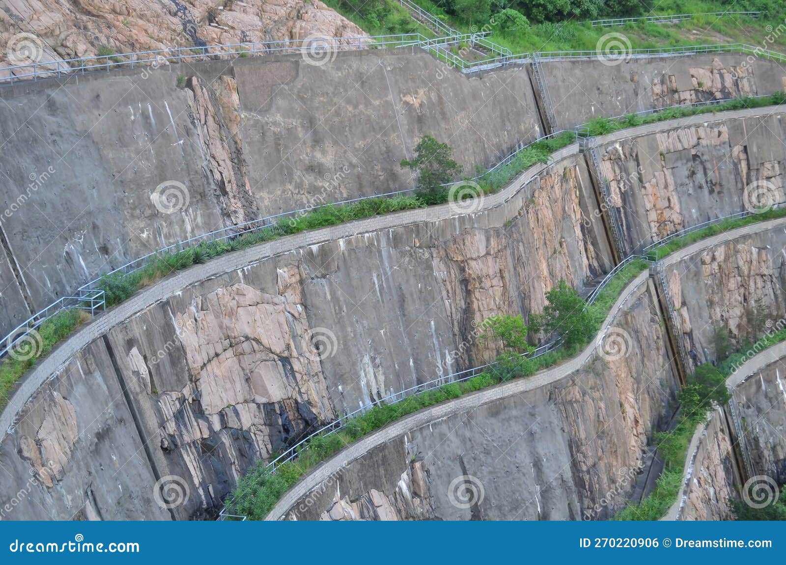 An Retaining Wall Built with Concrete Rock Editorial Photo - Image of ...