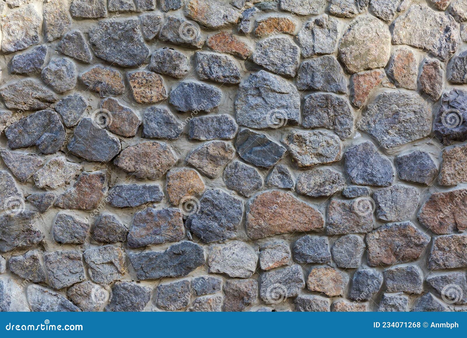 Retaining Wall Faced With Natural Rough Stones Different Sizes Stock ...