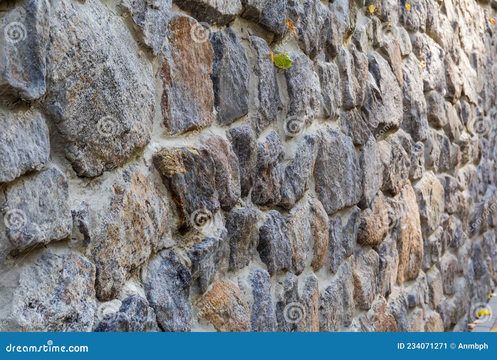 Retaining Wall Faced with Rough Stones Different Sizes, Selective Focus ...