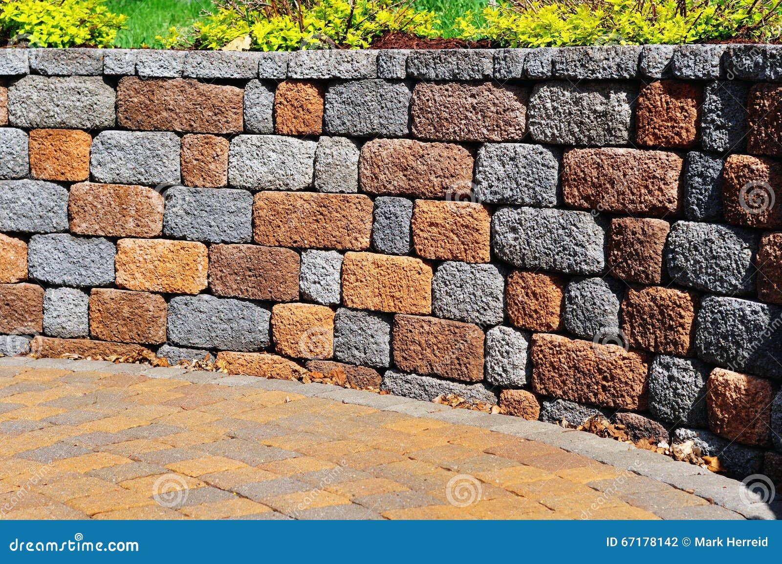 Retaining wall and patio stock photo. Image of wall, texture - 67178142