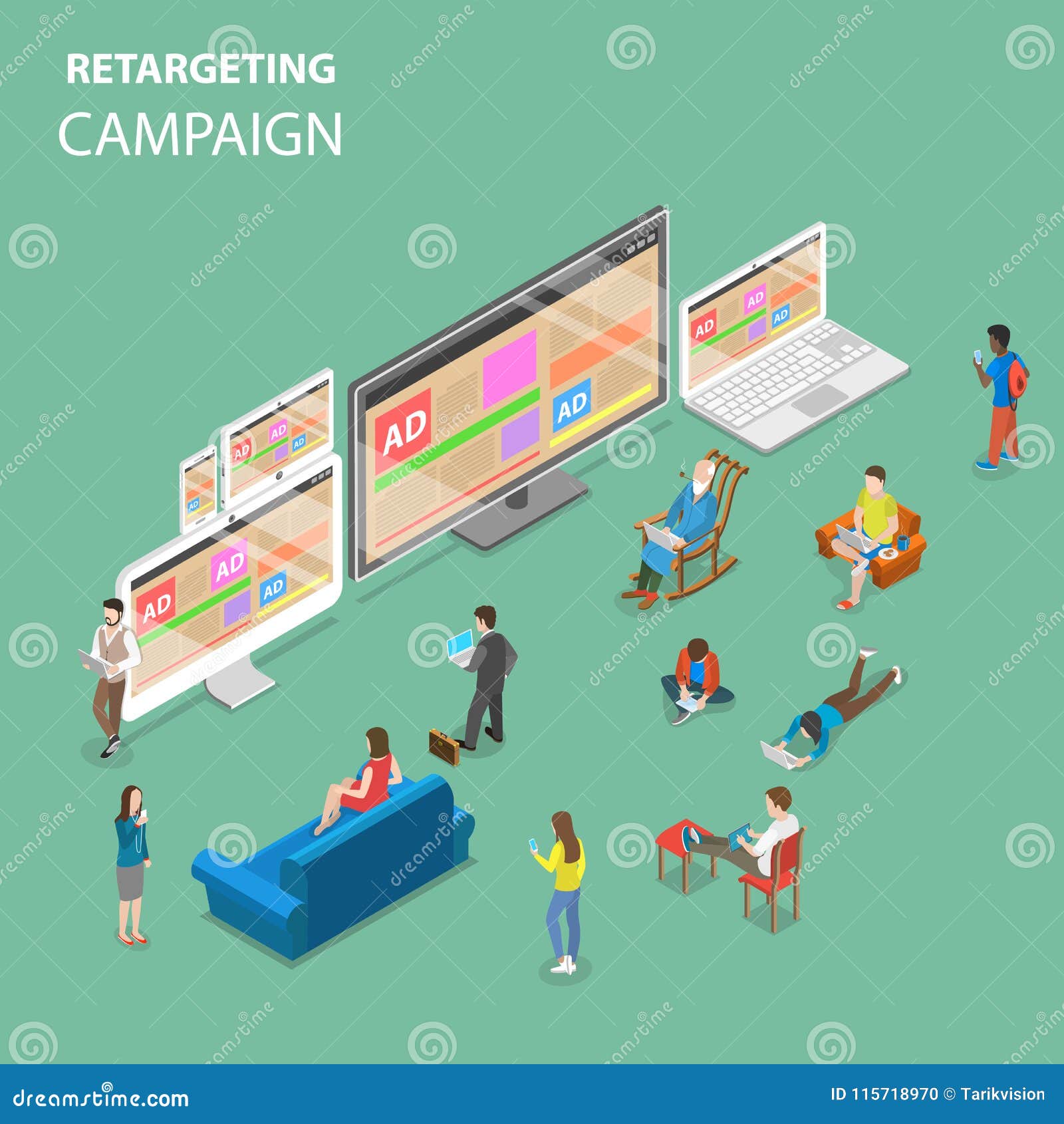 Retargeting Campaign Flat Isometric Vector Concept Stock Vector ...