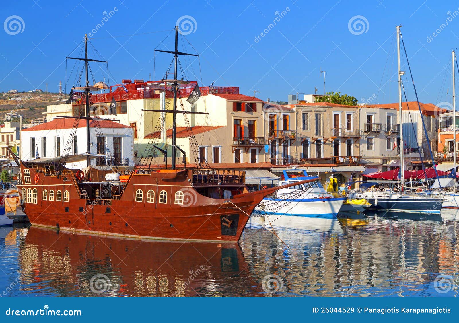 Rethymno City At Crete Island In Greece. Aerial View Of The Old ...