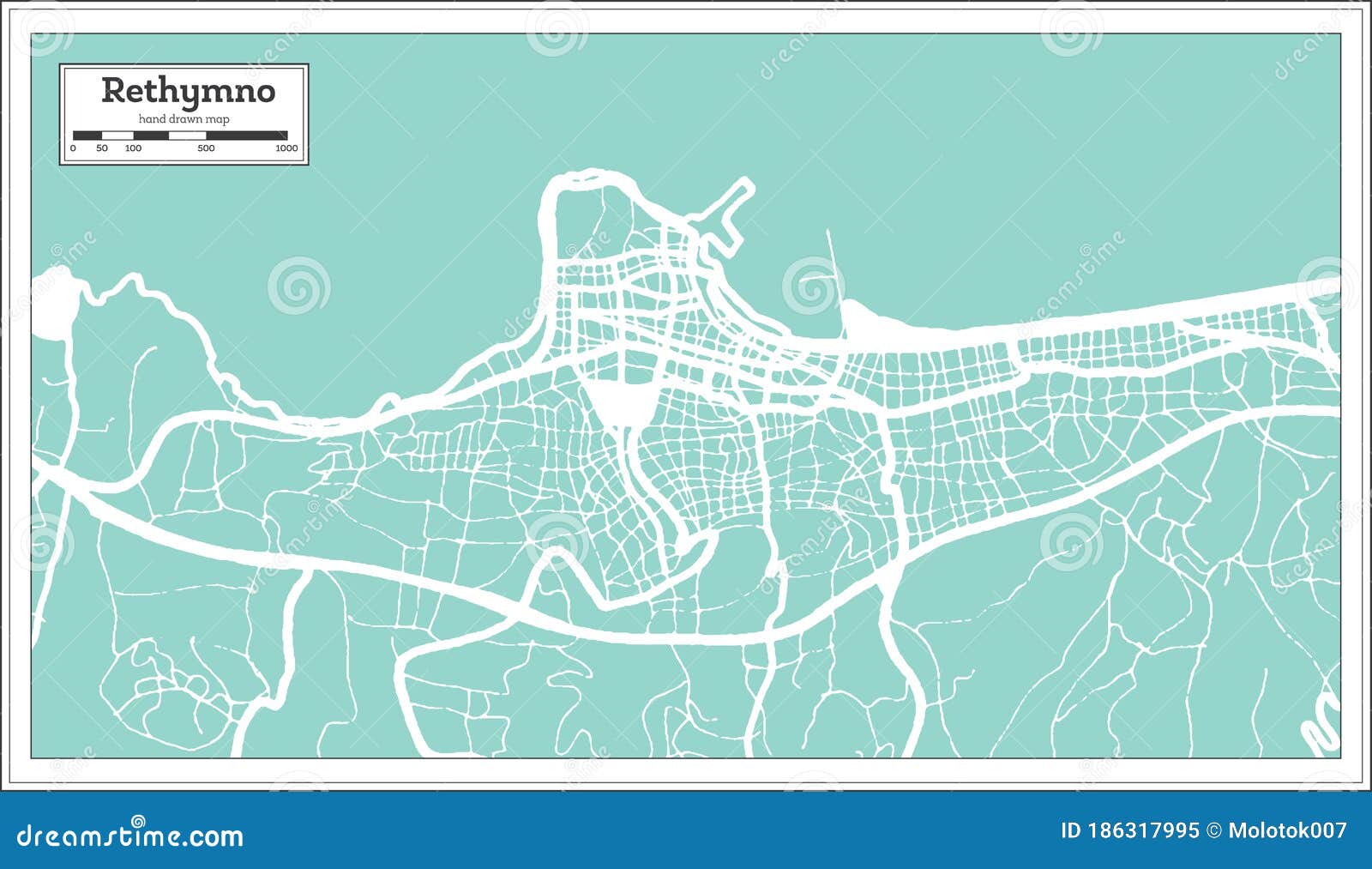 Rethymno Greece City Map in Retro Style. Outline Map Stock Vector ...