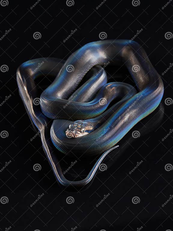 Reticulated Python on Black Background Stock Image - Image of black ...