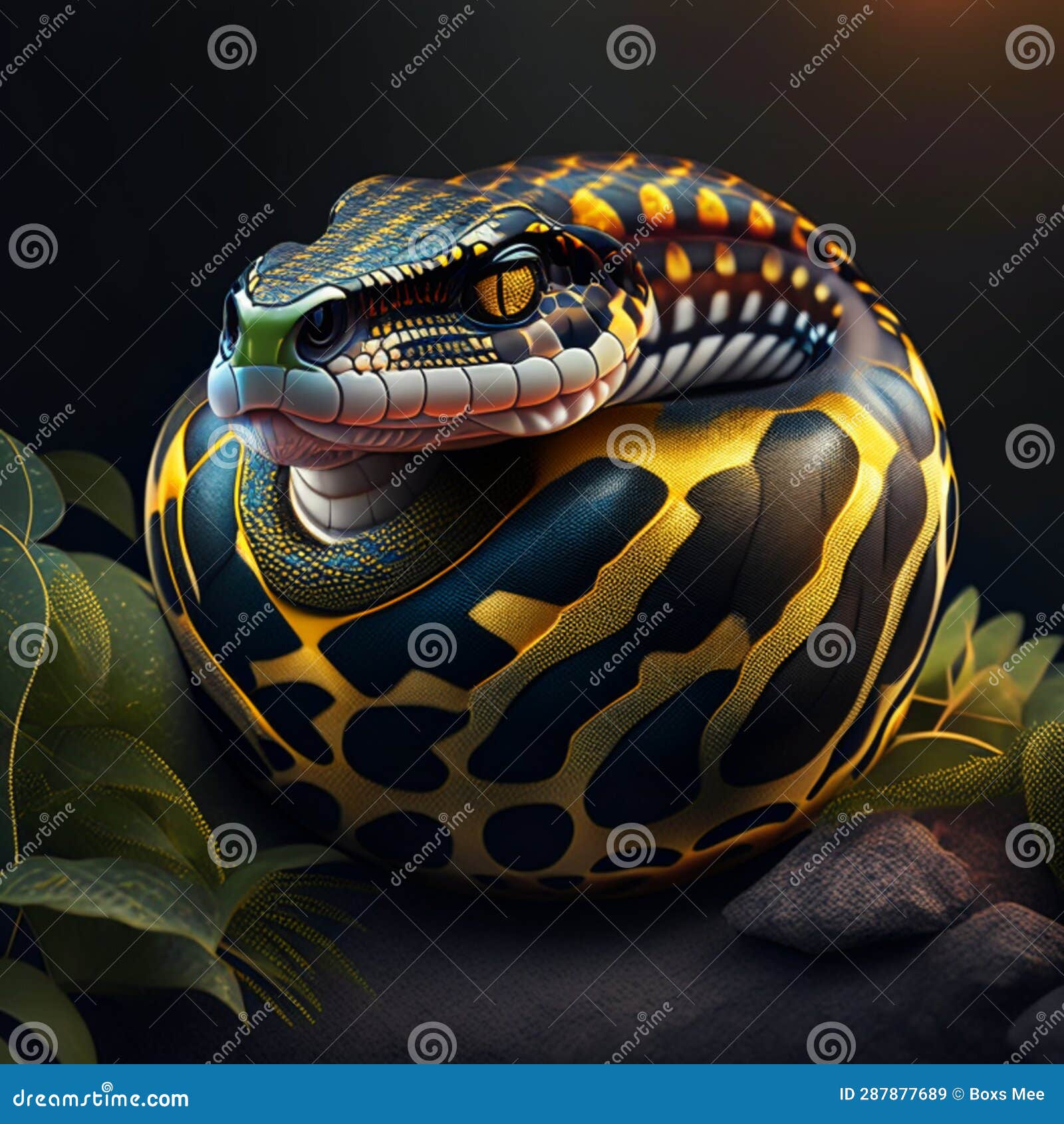 Reticulated Python (Reticulated Python) on Dark Background Generative ...