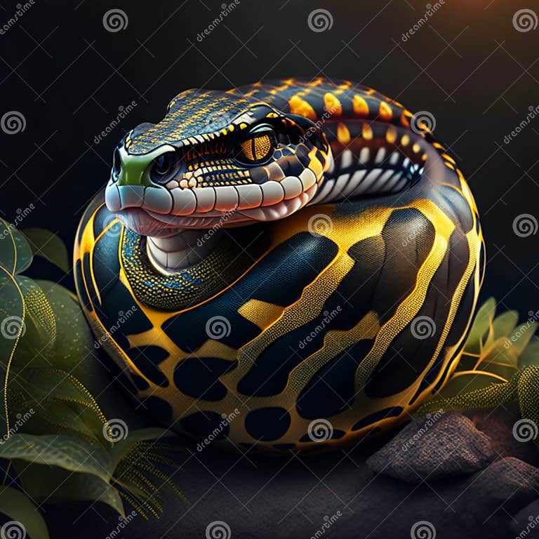 Reticulated Python (Reticulated Python) on Dark Background Generative ...