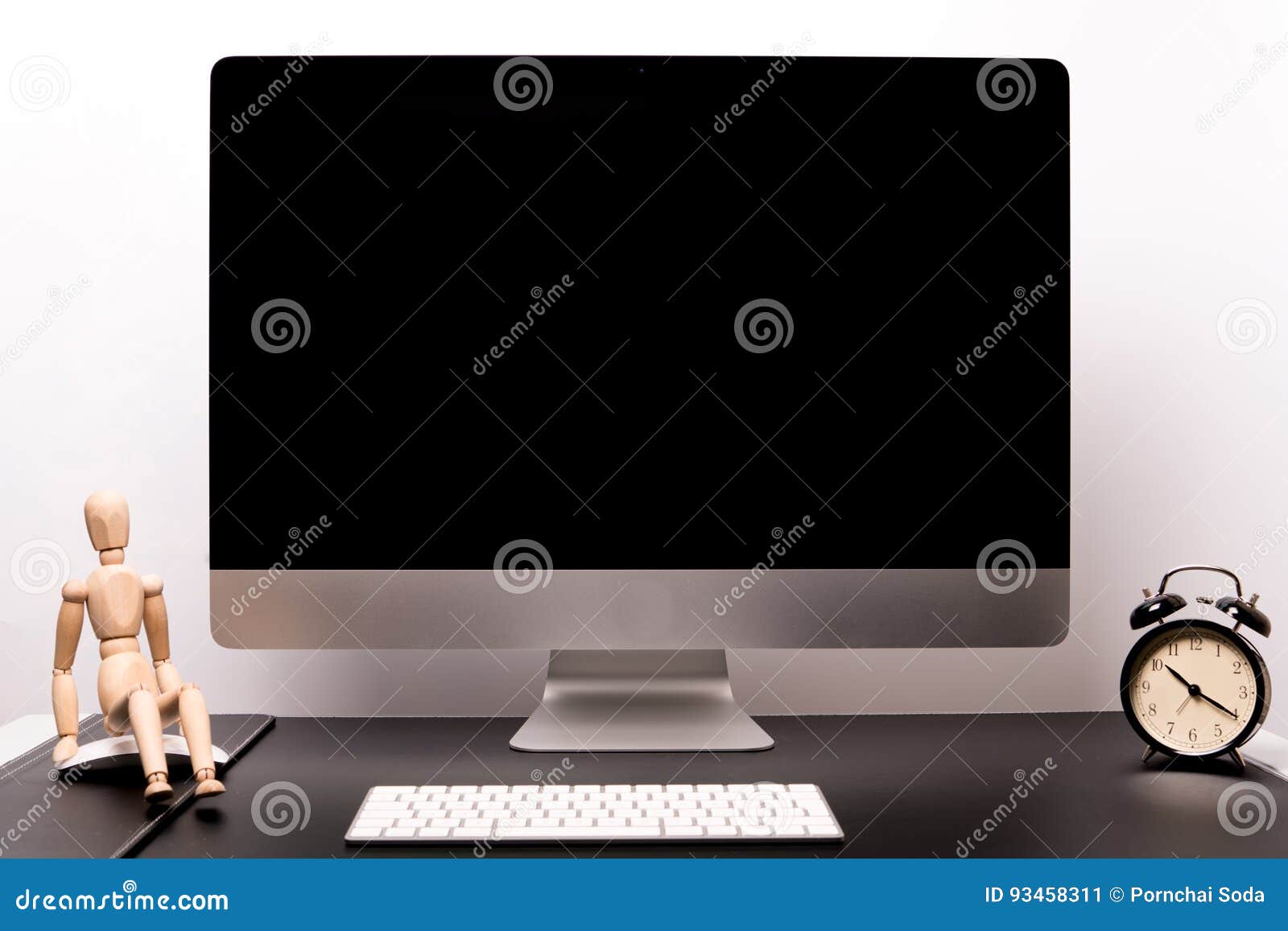 Retina Display with Keyboard, Mouse, Alarm Clock and Wood Man Stock ...