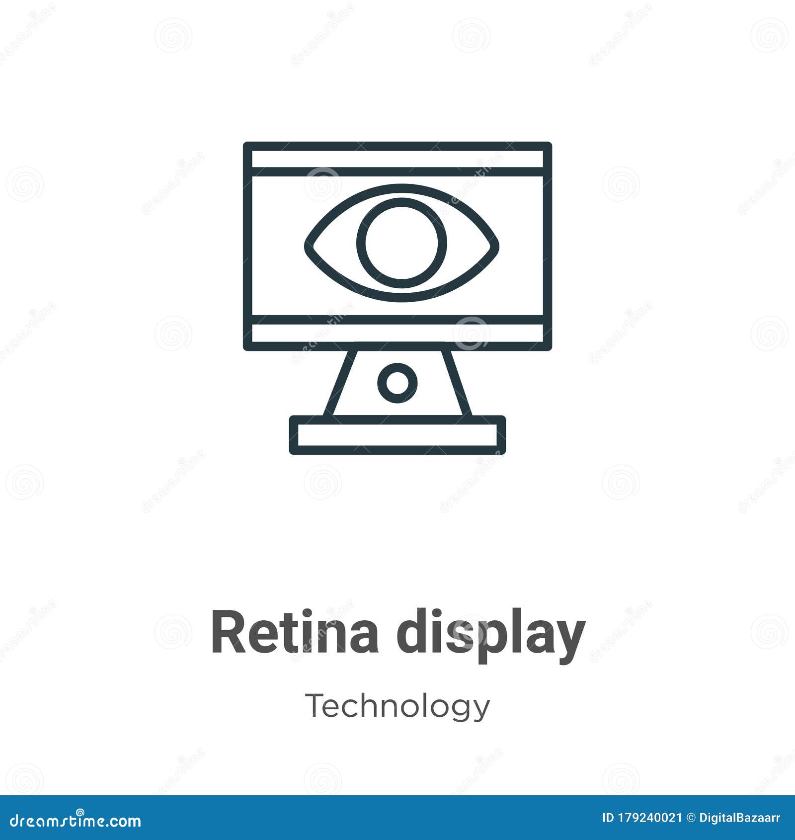 Retina Display Outline Vector Icon. Thin Line Black Retina Display Icon ...