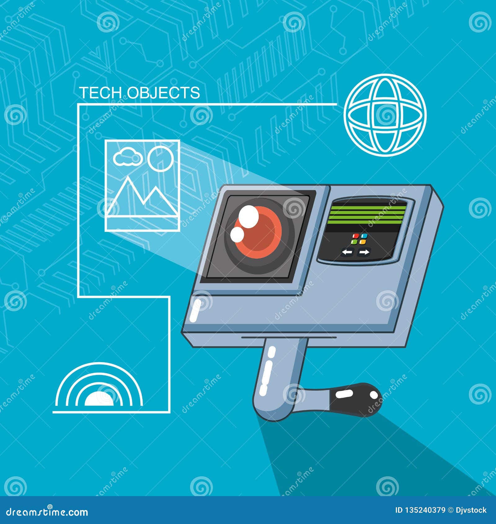 Retina Reader Machine with Set Icons Stock Vector - Illustration of ...