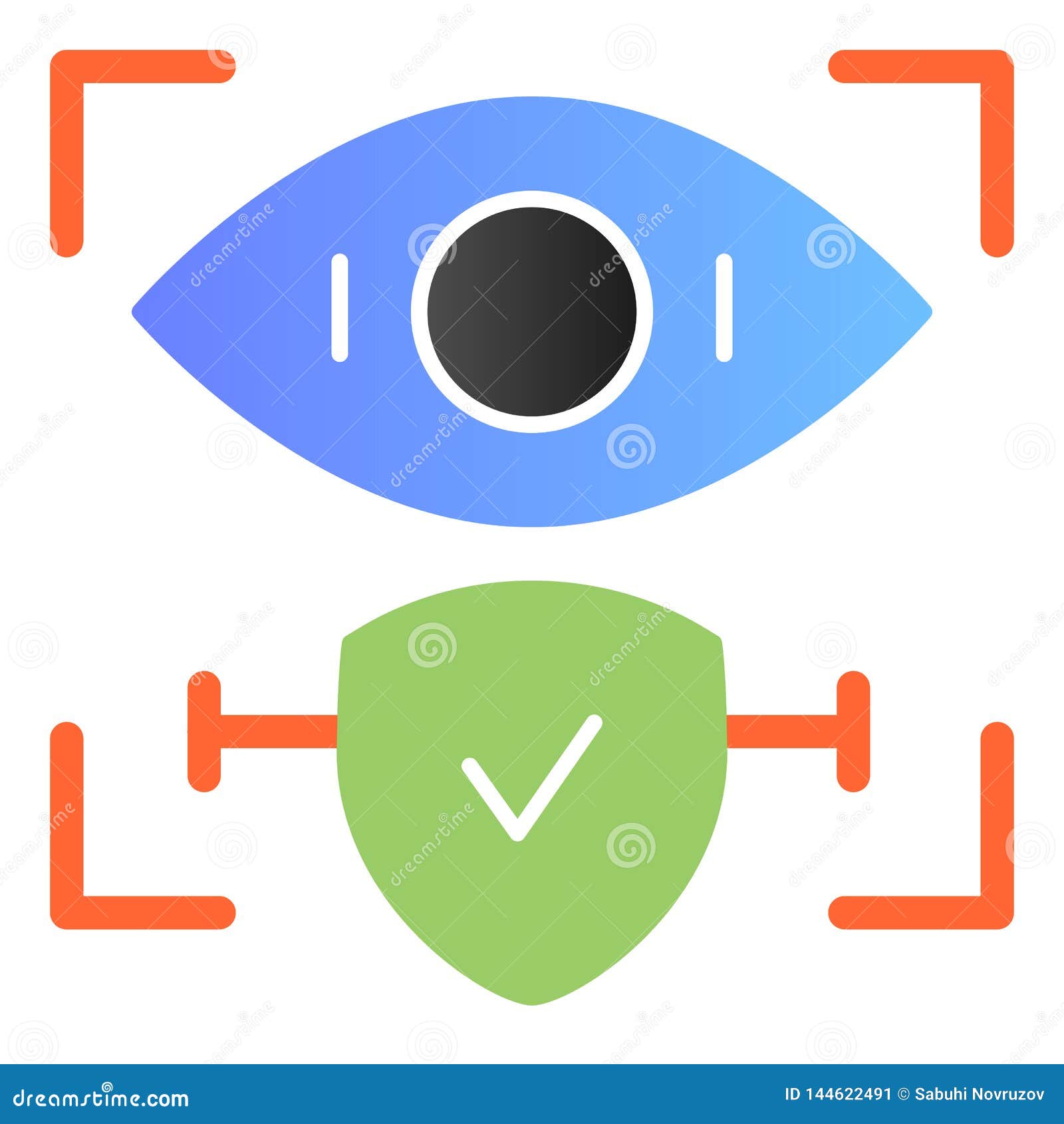 Retina Recognition Approved Flat Icon. Eye Identification and Check ... Retina Recognition Approved Flat Icon. Eye Identification and Check ...