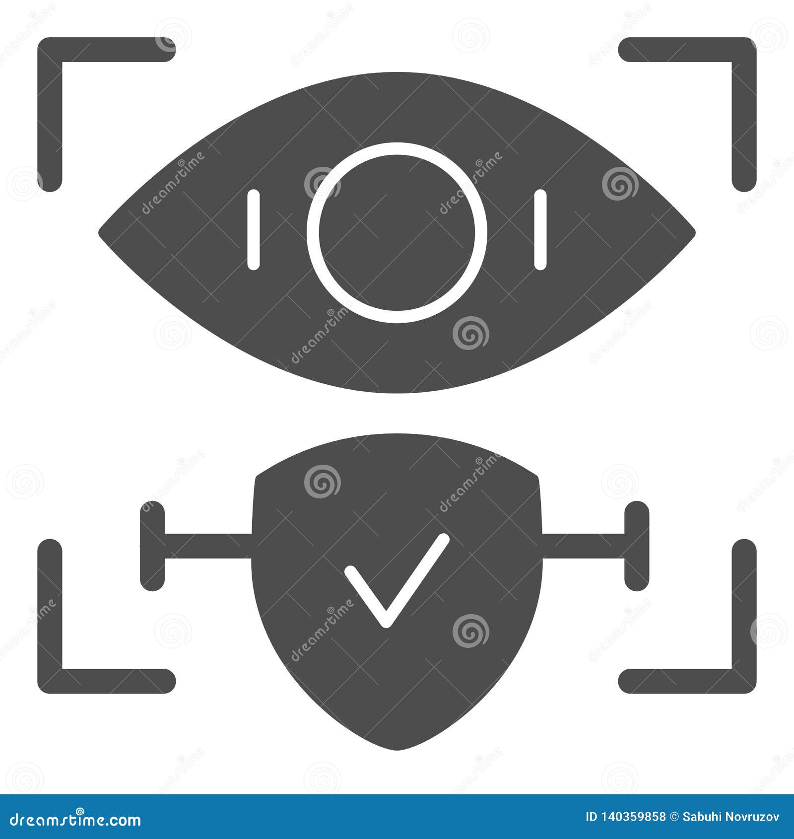 Retina Recognition Approved Solid Icon. Eye Identification and Check ...