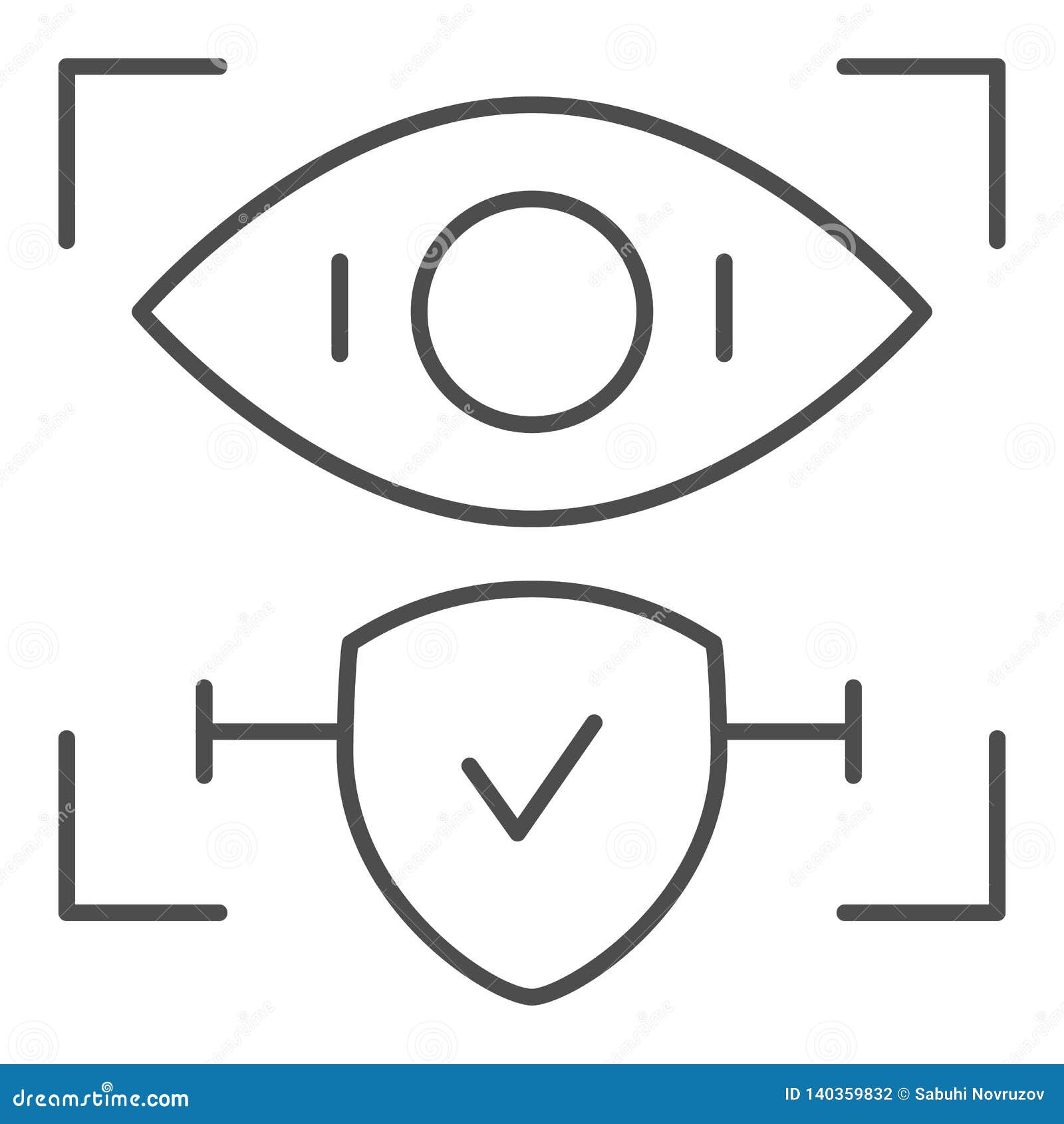 Retina Recognition Approved Thin Line Icon. Eye Identification And ...