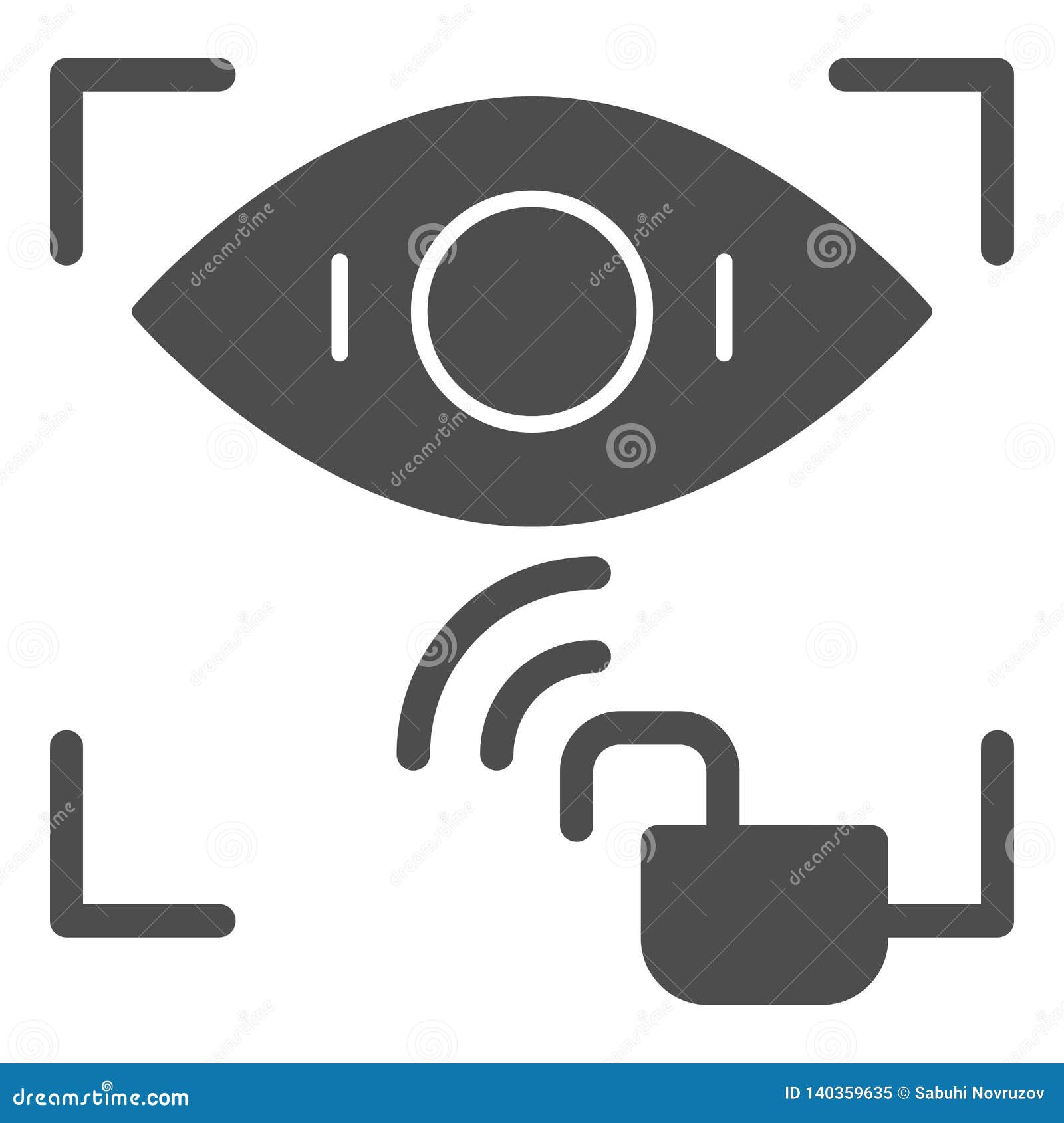 Retina Recognition Unlocked Solid Icon. Eye Identification Access ...