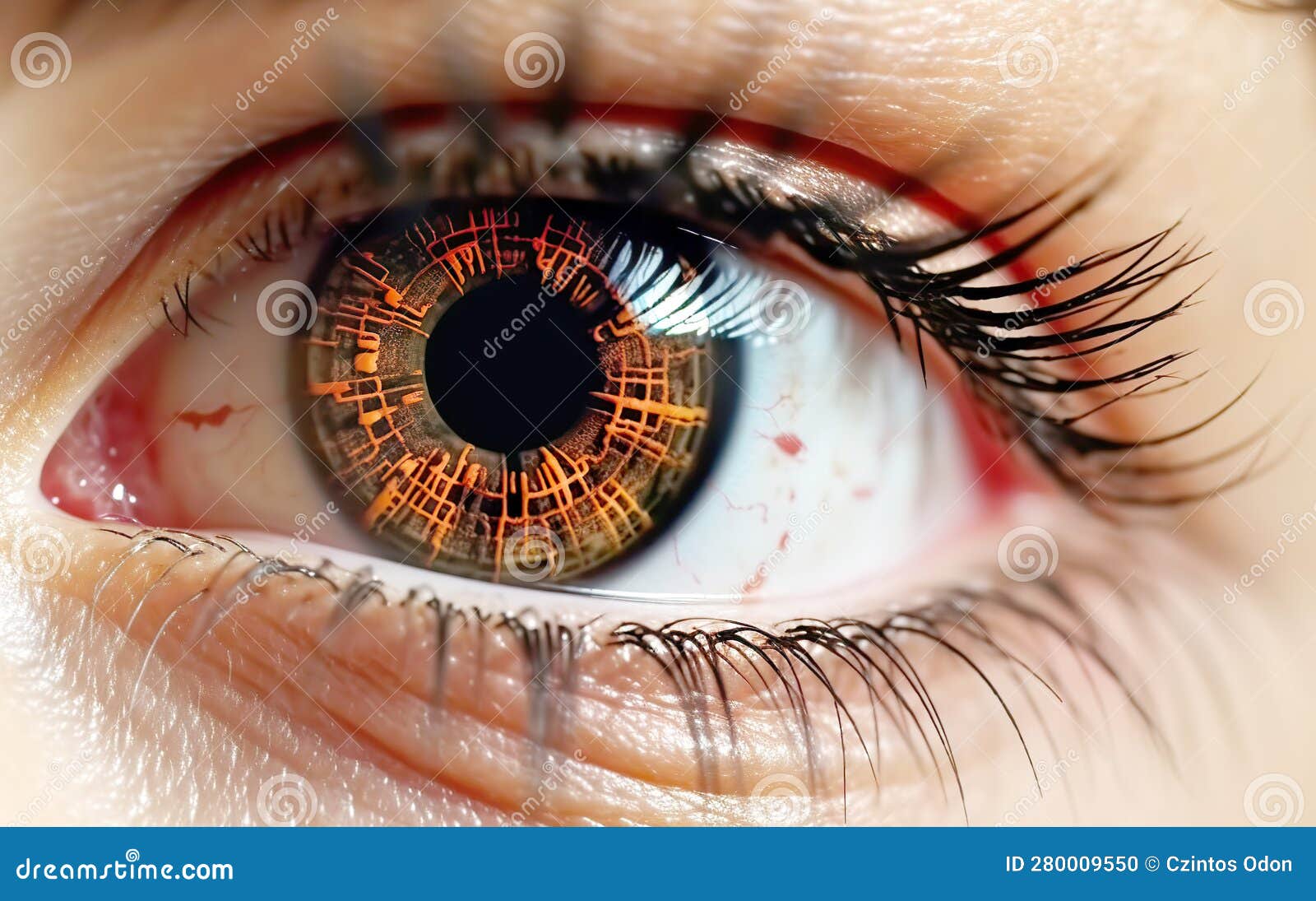 Retina Scanner Presented with Brown Eye. Stock Illustration ...