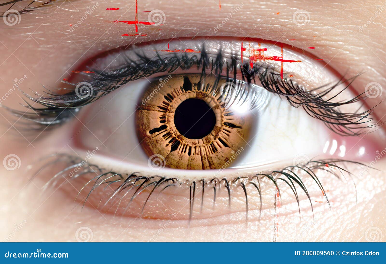 Retina Scanner Presented with Brown Eye. Stock Illustration ...