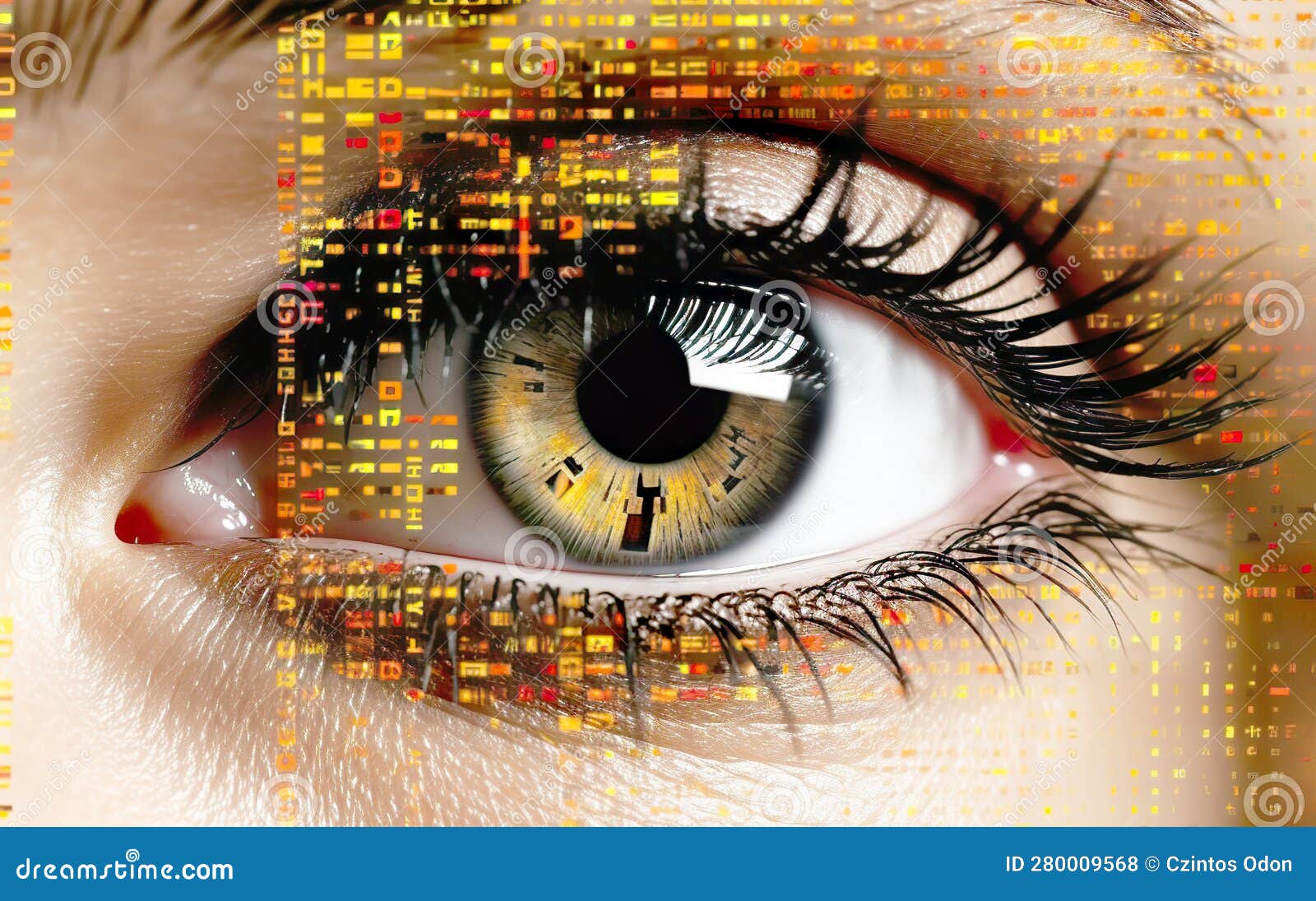 Retina Scanner Presented with Brown Eye. Stock Illustration ...