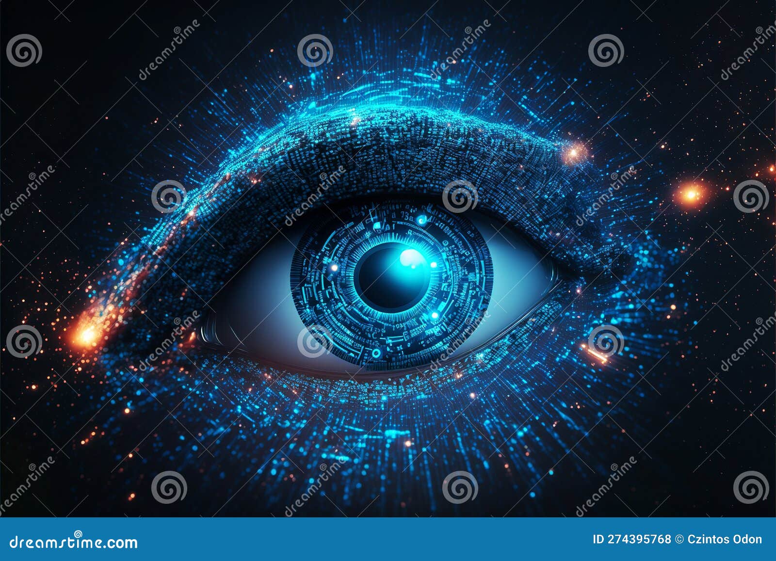 Retina Scanner Presented with the Help of Blue and Green Eyes. Stock ...