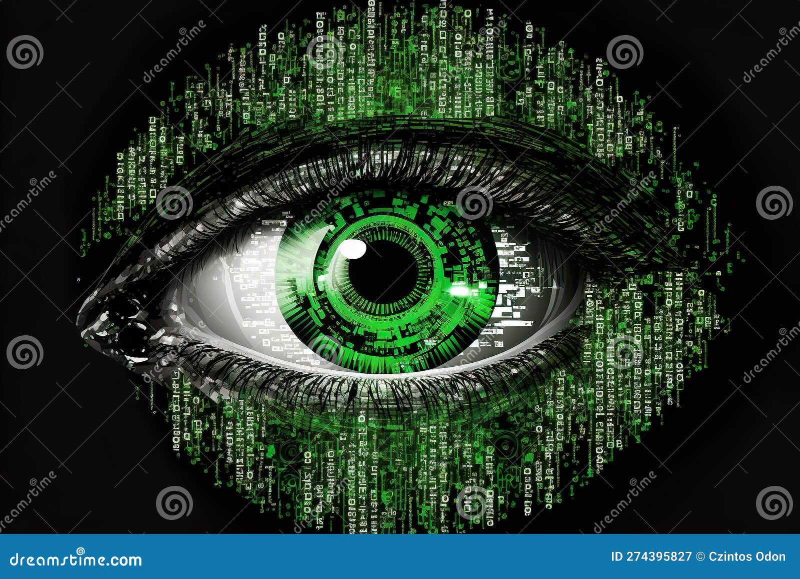 Retina Scanner Presented with the Help of Blue and Green Eyes. Stock ...