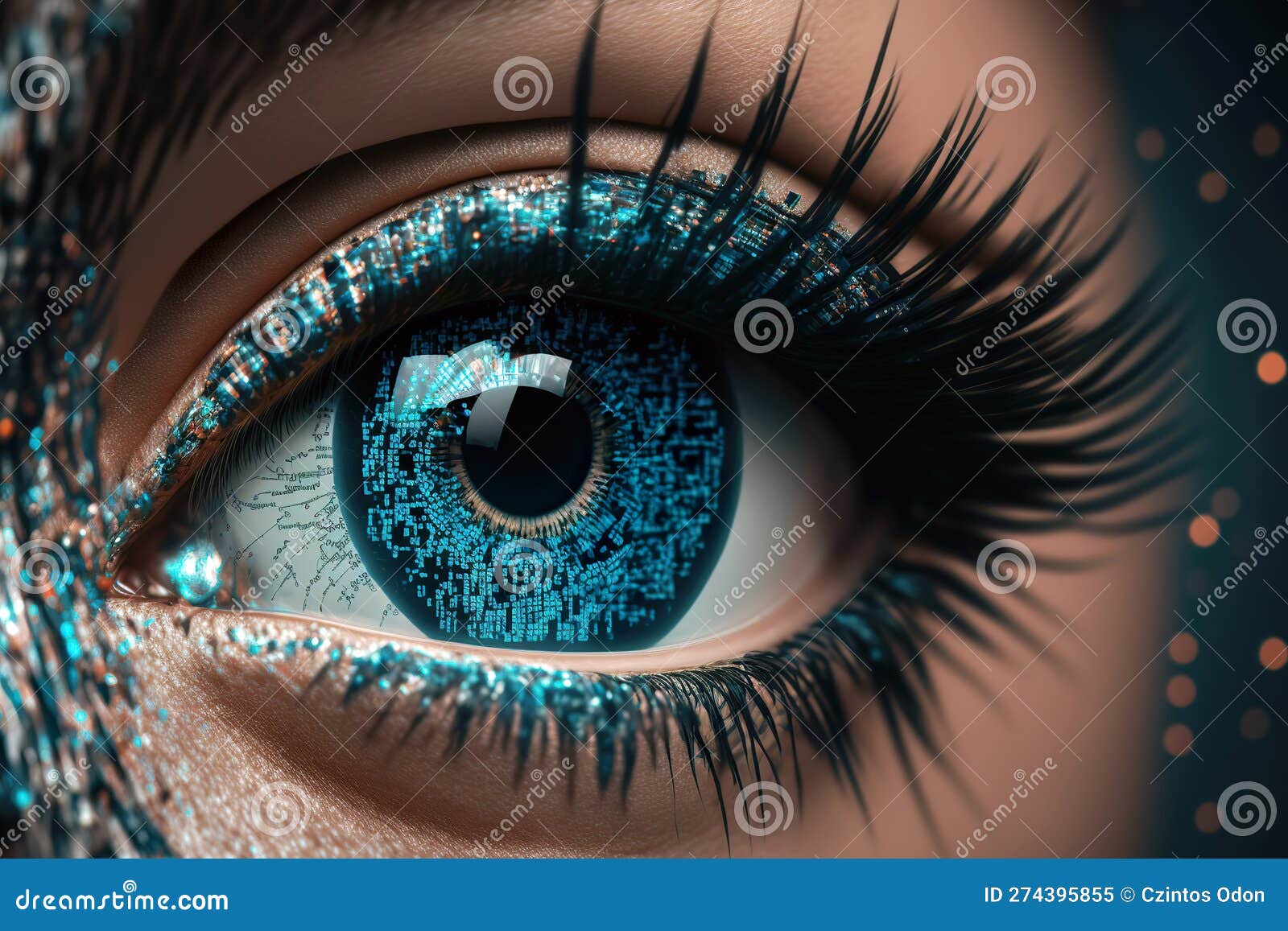 Retina Scanner Presented with the Help of Blue and Green Eyes. Stock ...