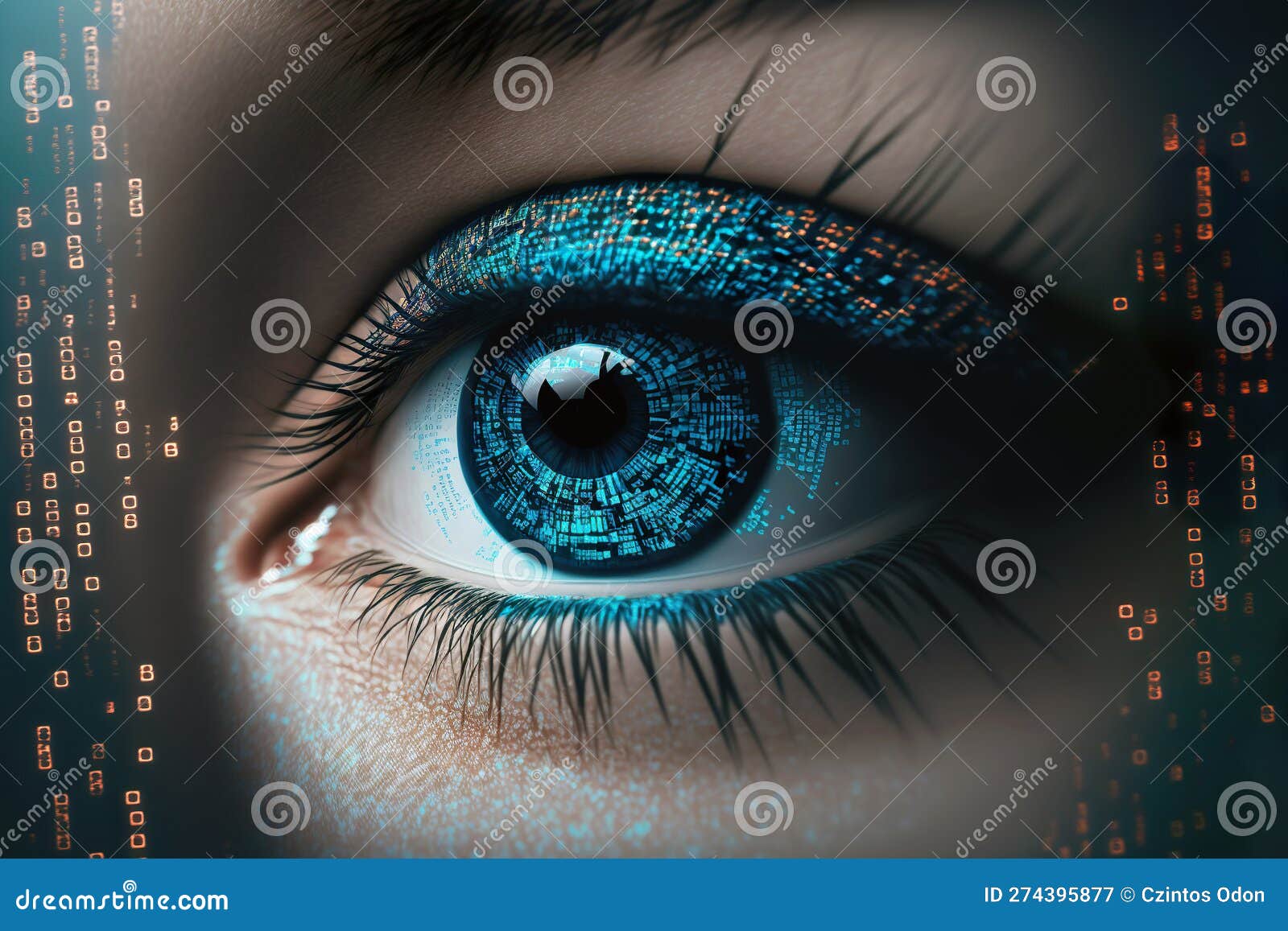 Retina Scanner Presented with the Help of Blue and Green Eyes. Stock ...