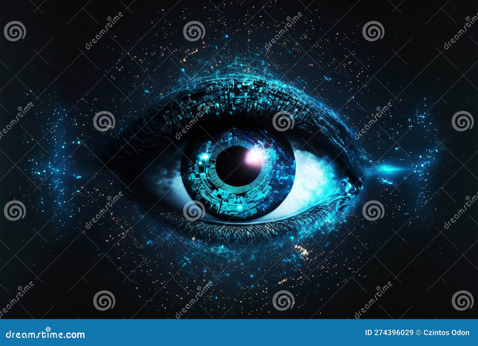 Retina Scanner Presented with the Help of Blue and Green Eyes. Stock ...