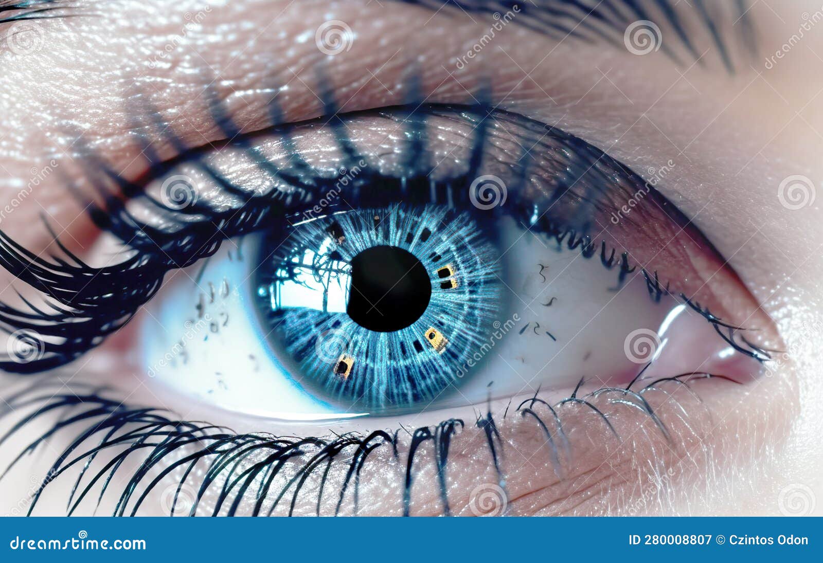Retina Scanner Presented Using Blue Eyes. Stock Illustration ...