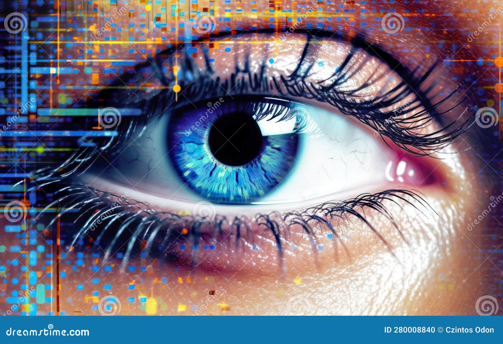 Retina Scanner Presented Using Blue Eyes. Stock Illustration ...