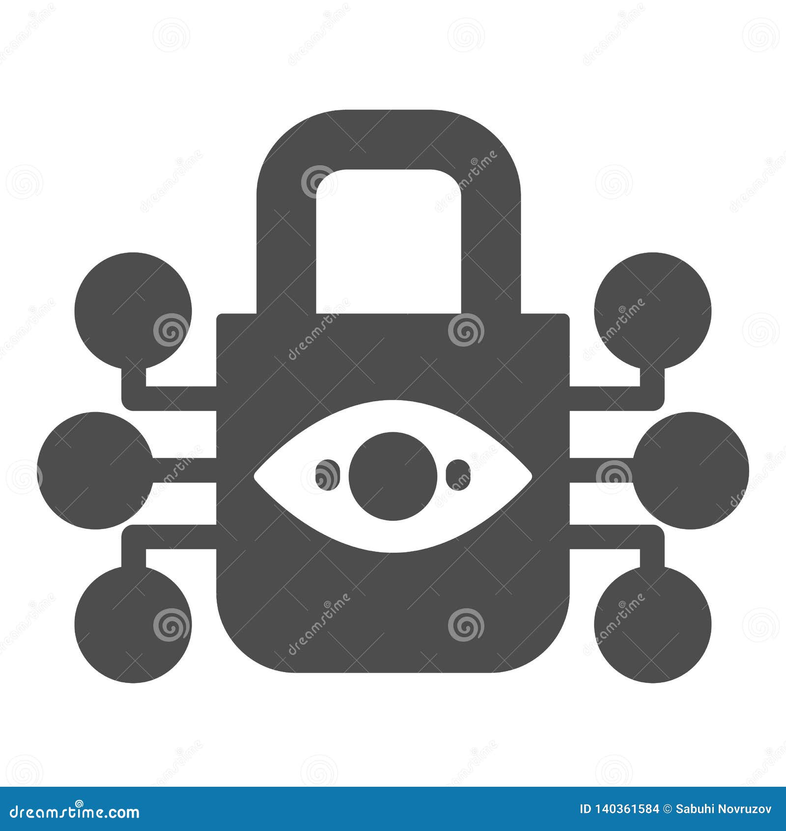 Retina Scanning Lock Solid Icon. Eye Idendification and Padlock Vector ...