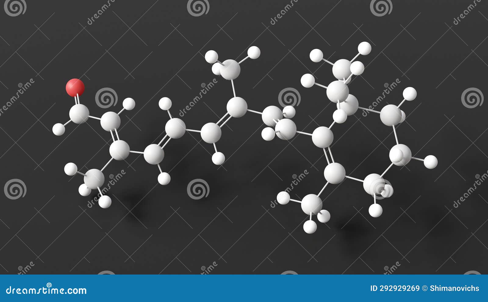 Retinal Molecule, Molecular Structure, Retinaldehyde, Ball and Stick 3d ...